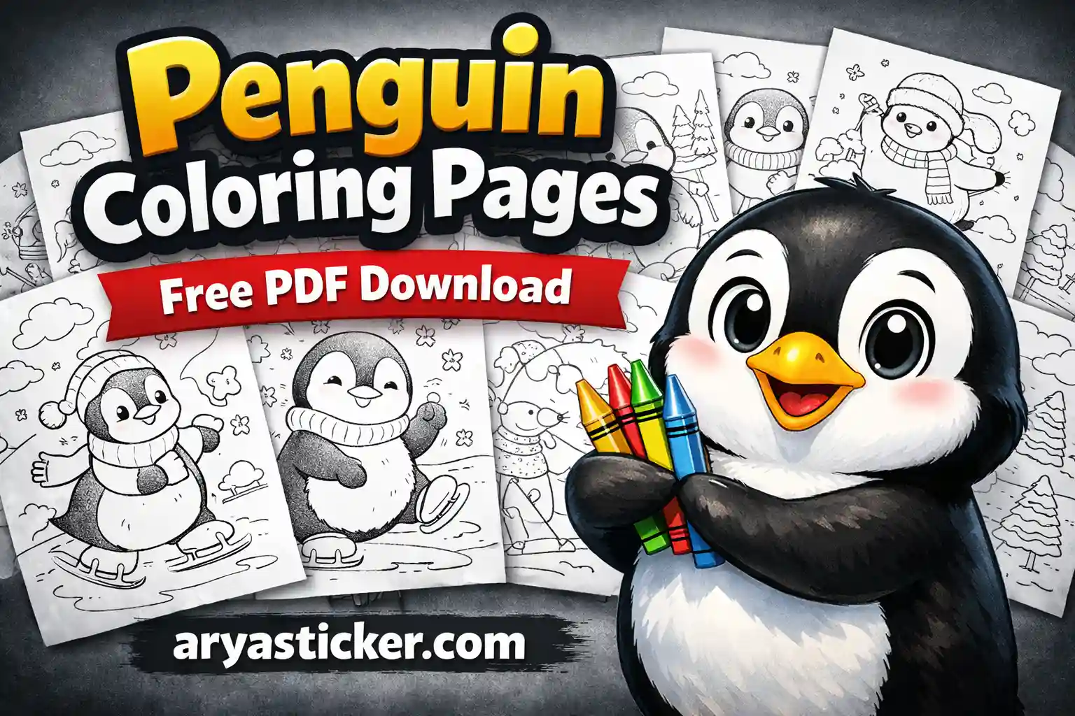 Penguin coloring Pages - Free PDF Download - Arya Sticker